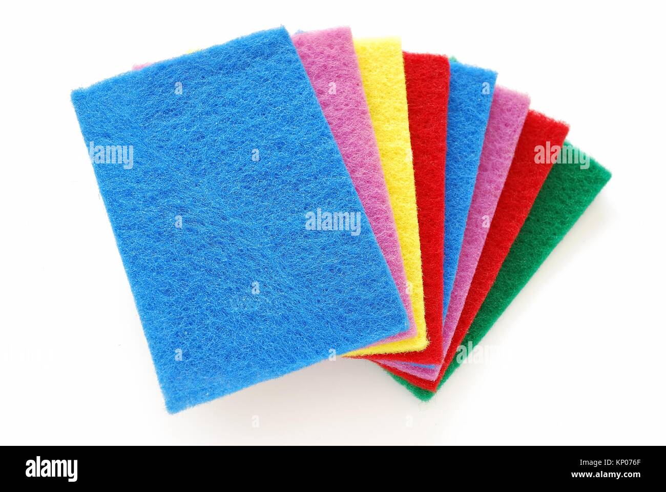 Colorful sponges used for cleaning and washing isolated on white ...