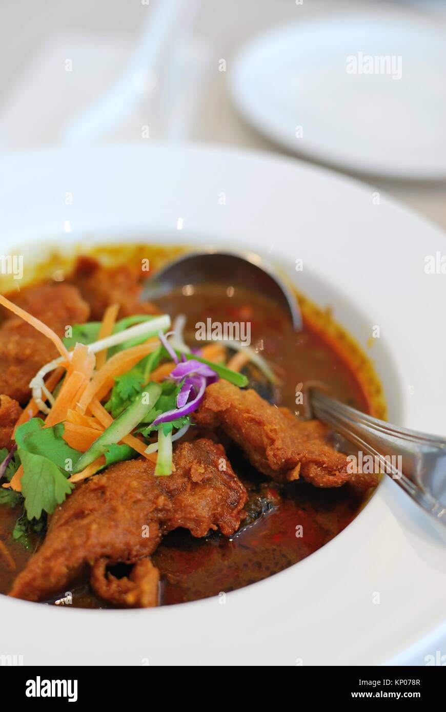 Sumptuous looking Chinese vegetarian mock chicken curry made from soya ...