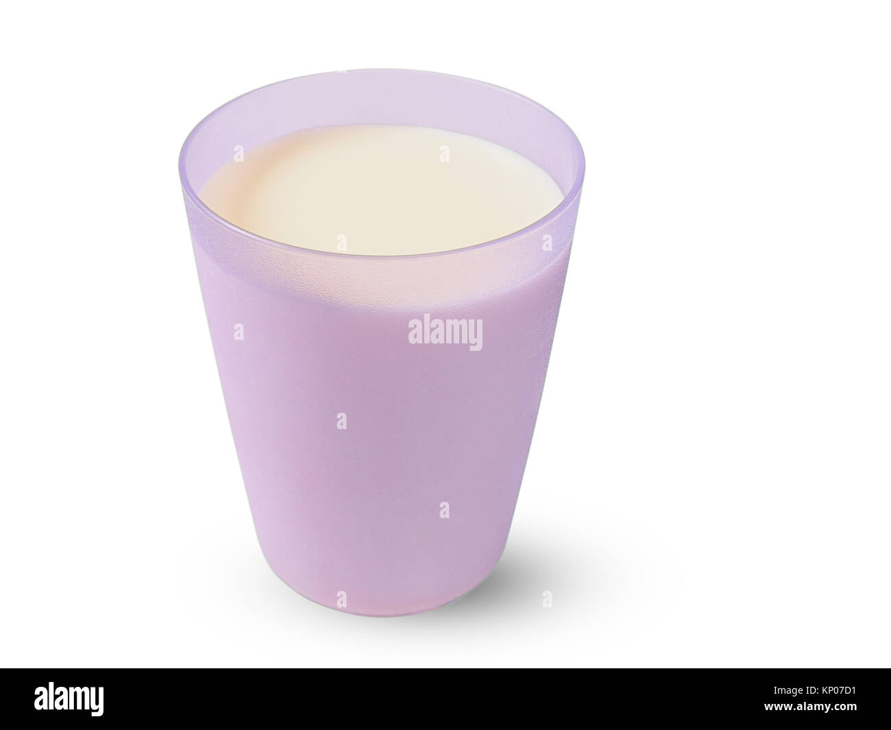 Milk in a violet plastic cup isolated on white background Stock Photo ...