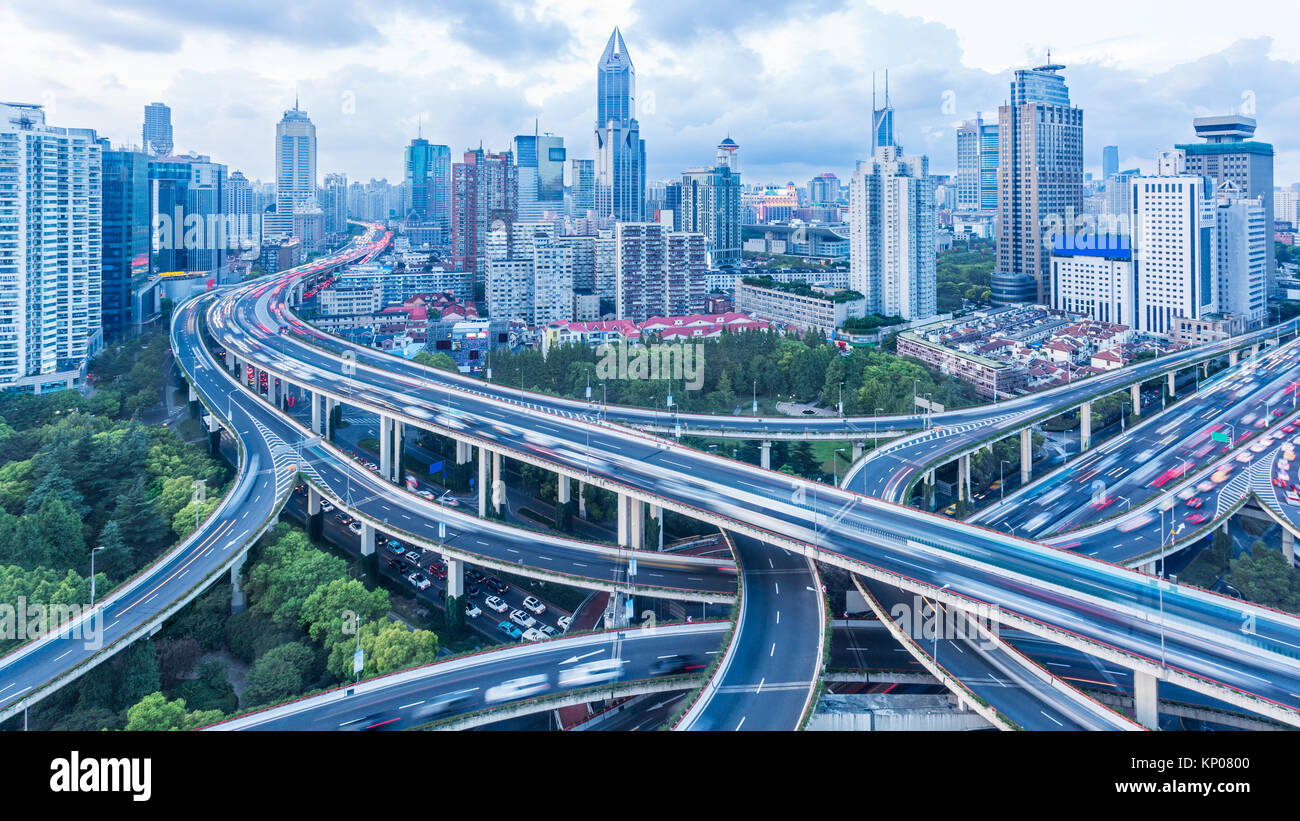 Aerial view of shanghai highway hi-res stock photography and images - Alamy
