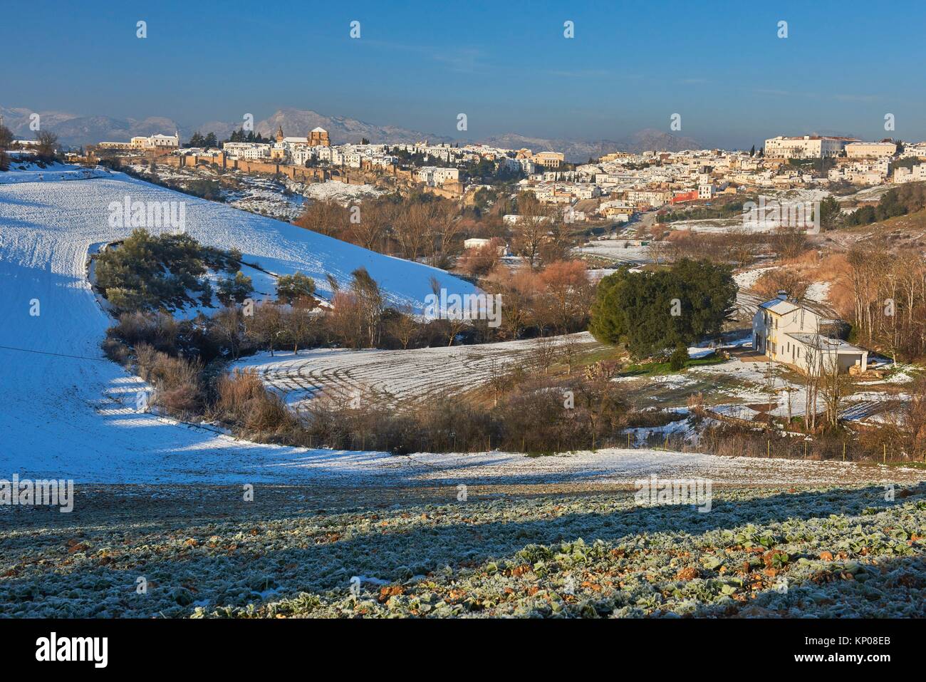 Ronda, Old city walls, Winter, Malaga province, Andalusia, Spain Stock ...