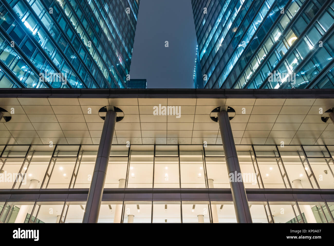Night illuminated shenzhen downtown skyscraper hi-res stock photography ...
