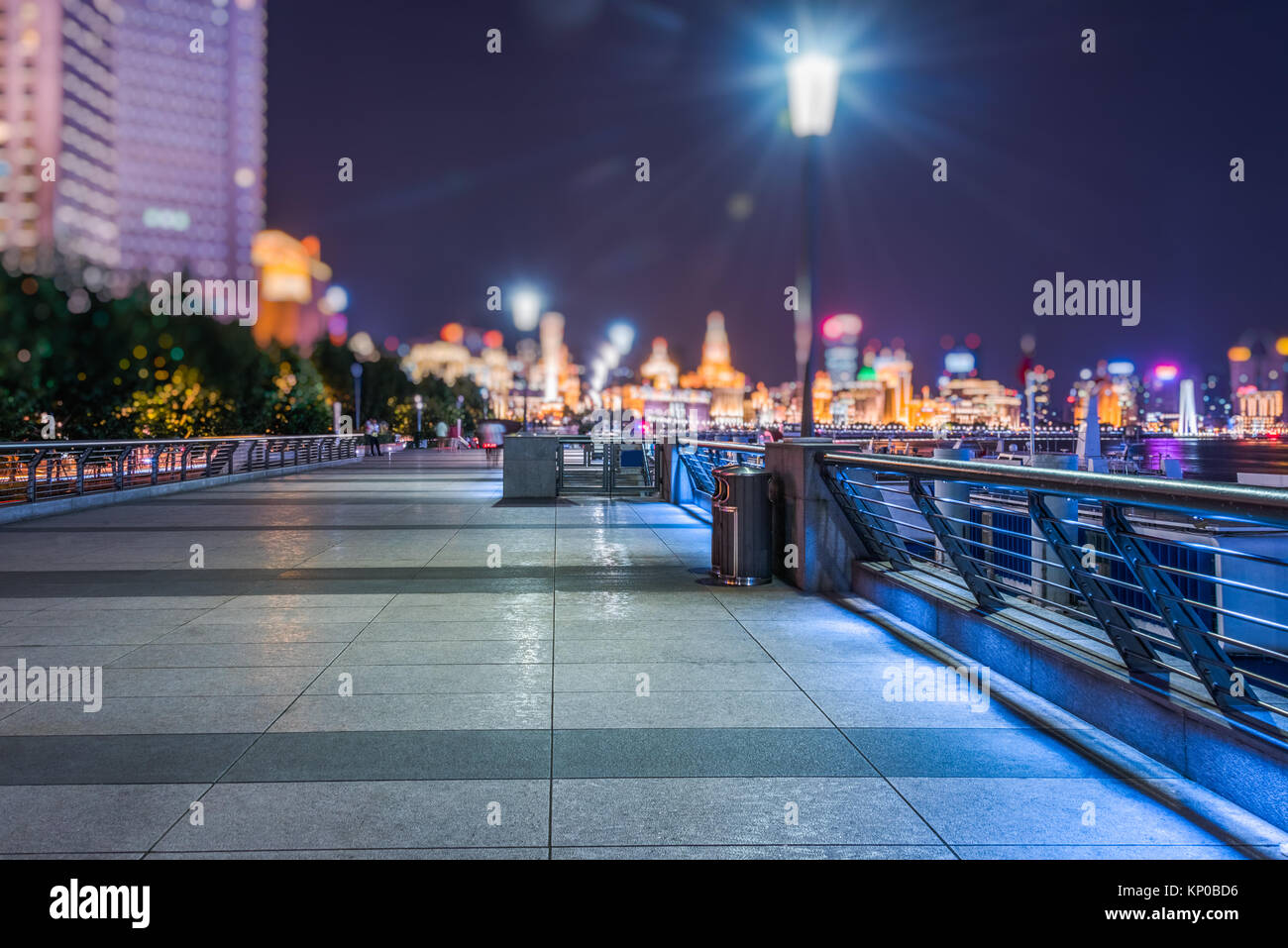 empty square with modern building in background at night Stock Photo ...
