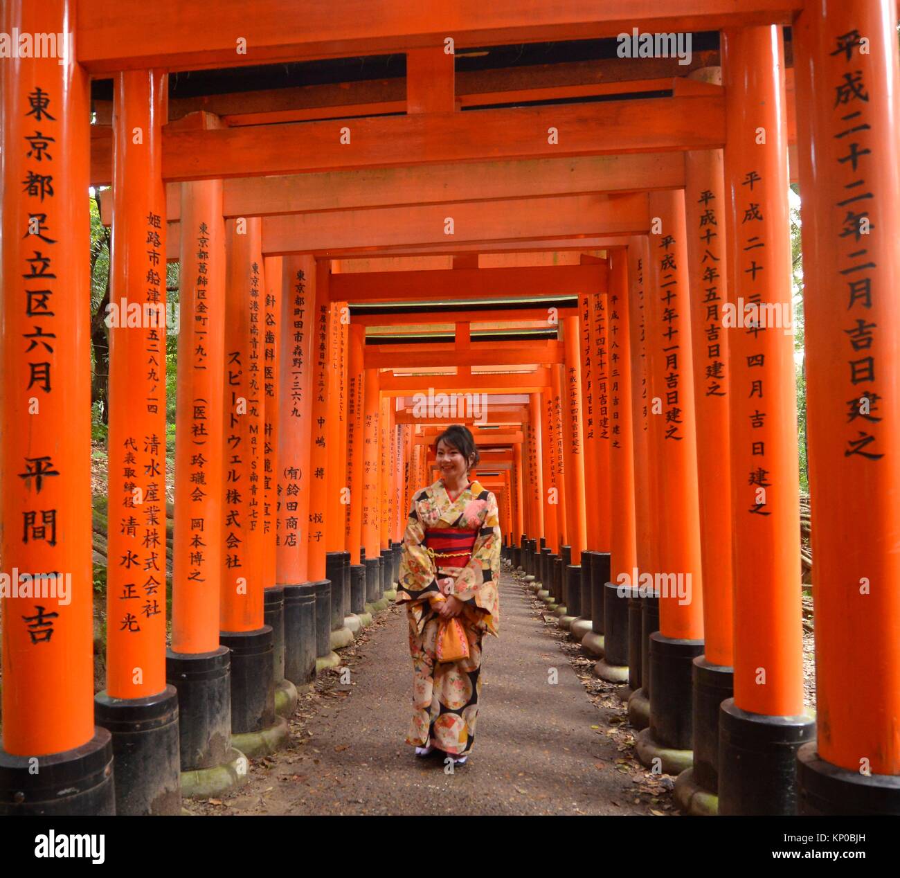 Endless torii shrine gates at Fushimi Inari Shrine, Kyoto, Japan Stock ...