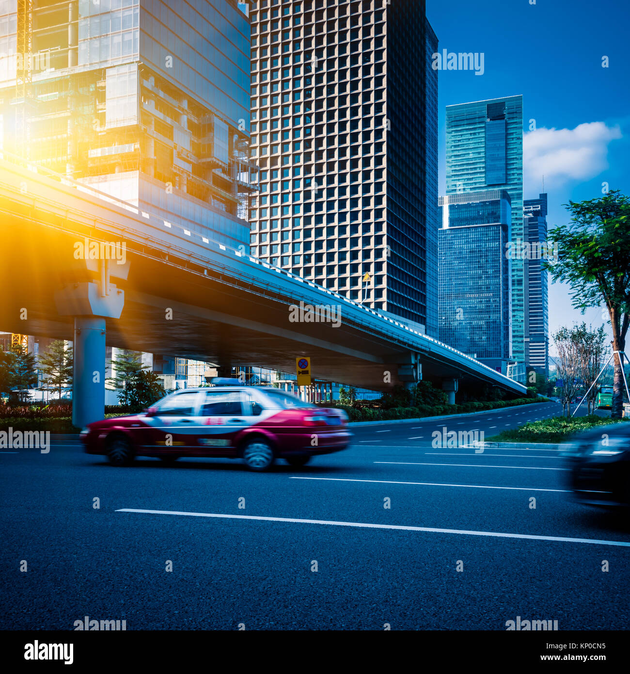 urban street view with cityscape in background Stock Photo - Alamy