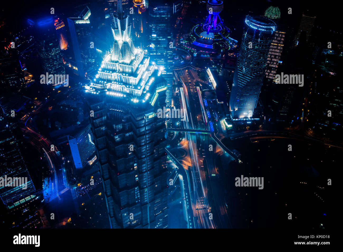 illuminated modern buildings at night in China Stock Photo - Alamy