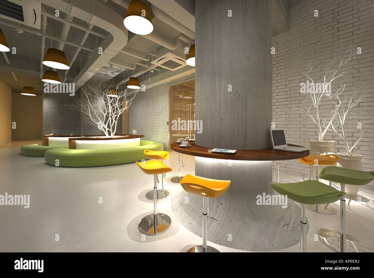 The modern office interior design 3d Illustration Stock Photo - Alamy