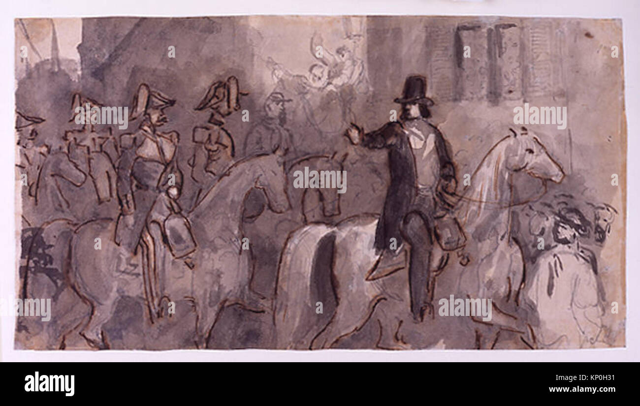 A drawing by Constantin Guys titled 'Louis-Napoleon Bonaparte on the ...
