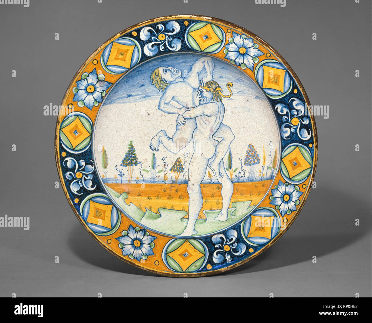 Dish (piatto); The story of Hercules- Hercules lifts the giant Antaeus ...