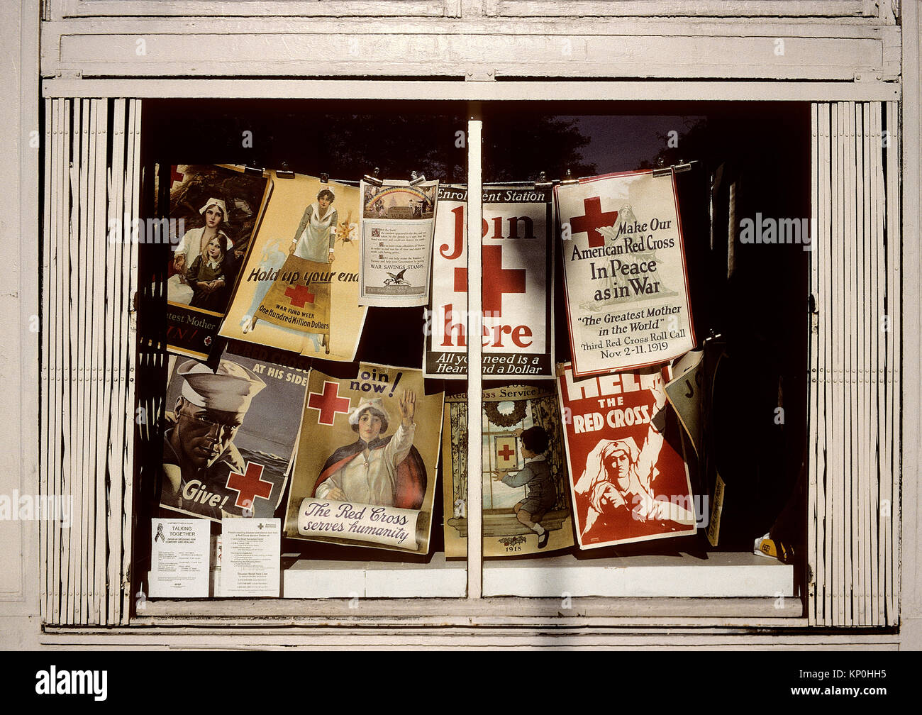 vintage Red Cross posters/ gallery window Stock Photo - Alamy