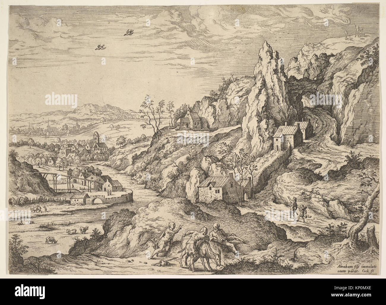 Illustration showing Abraham leading Isaac to the altar for sacrifice ...