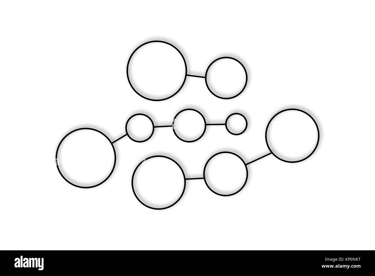 Illustrative black circles connected each other in groups network ...