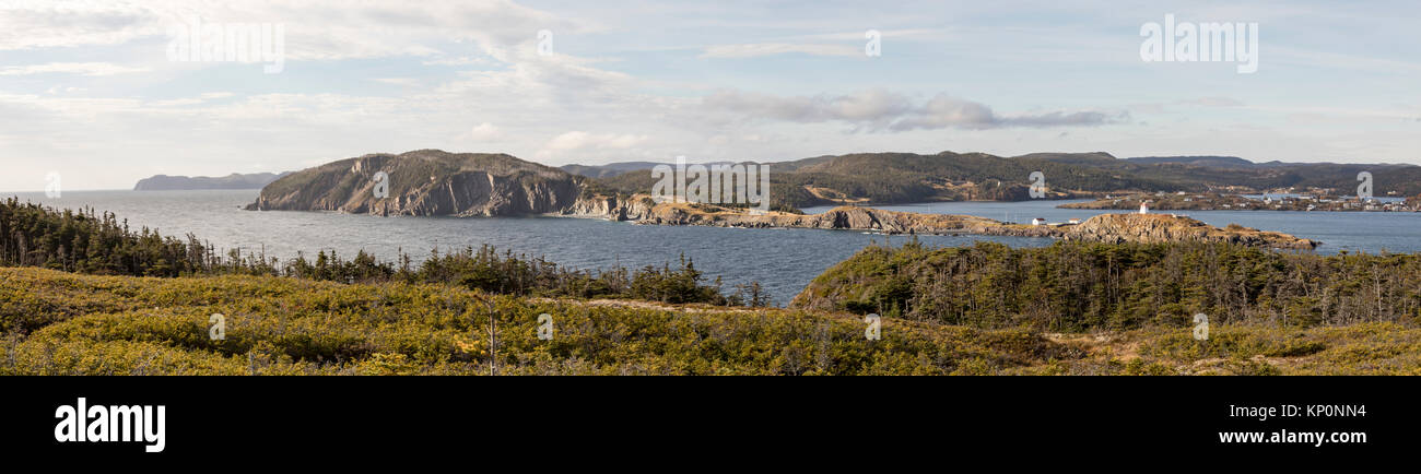 Panoramic Trinity Bay with lighthousse from Skerwink Coastline Trail ...