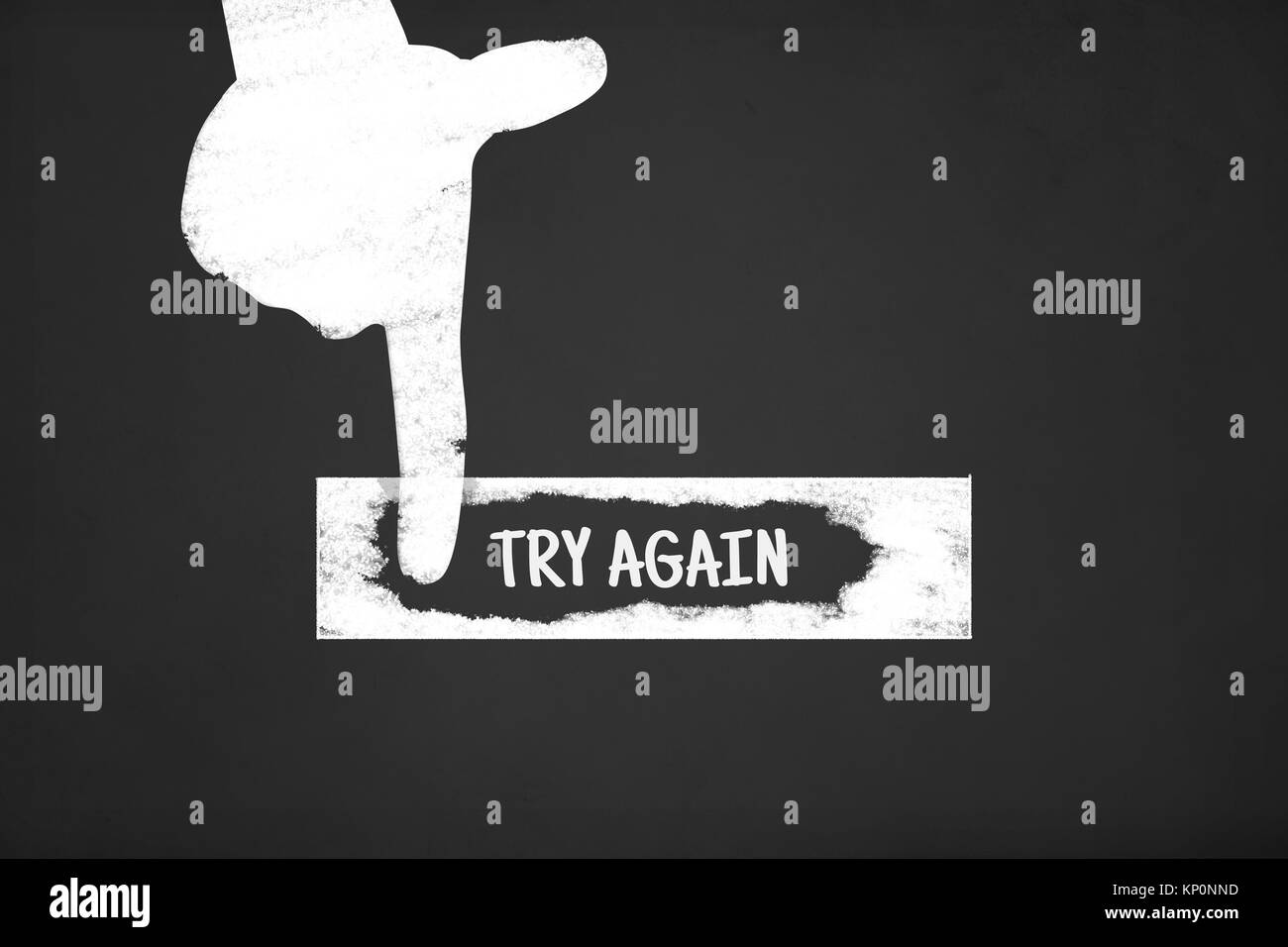 Illustrative just click button sign with clicking hand and try again ...