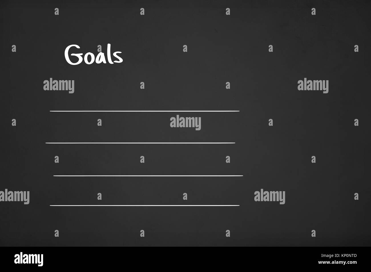 Illustrative white goals list,, on black chalk board Stock Photo - Alamy