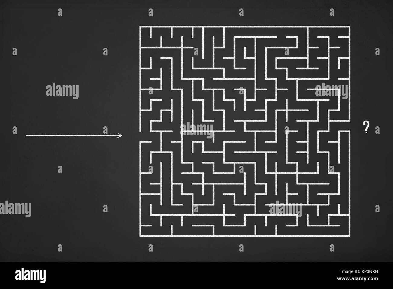 Illustrative white labyrinth on black chalk board Stock Photo - Alamy