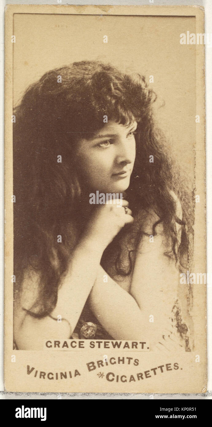 An illustration of actress Grace Stewart from a vintage cigarette card ...