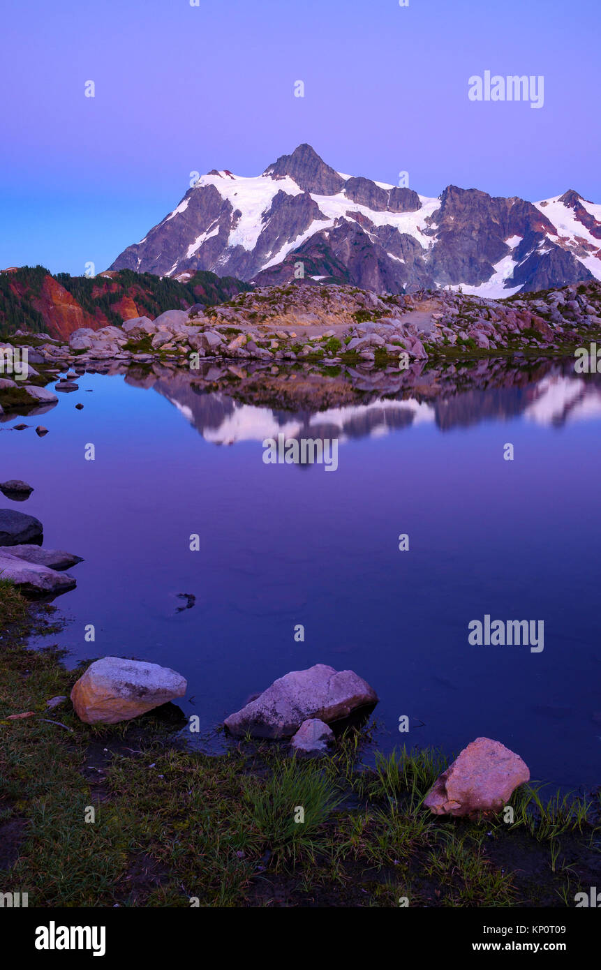 Reflection of Mount Shuksan in alpine tarn, Mt. Baker-Snoqualmie ...