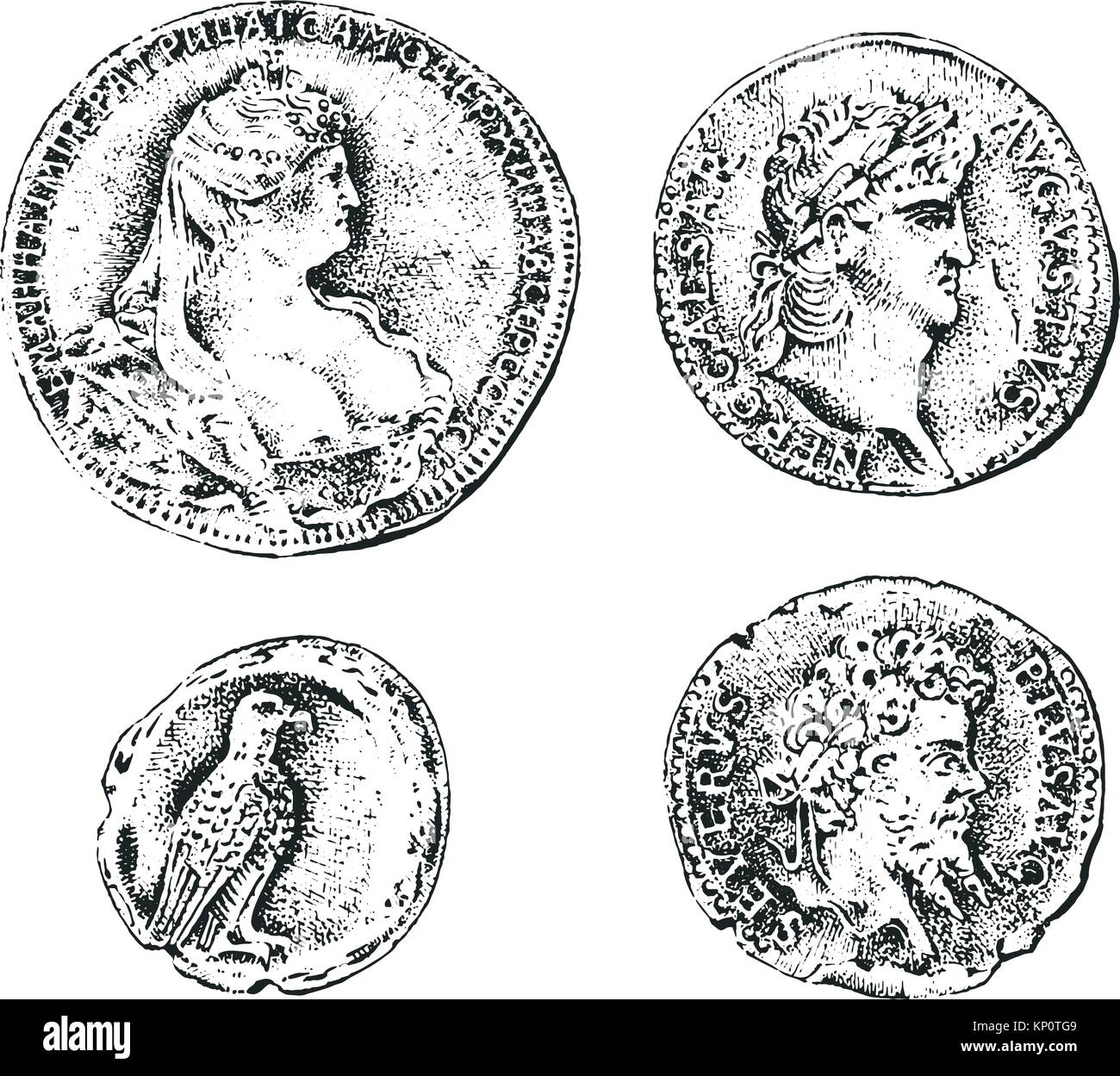 ancient coins or gold and silver money. roman and greek cash reward ...