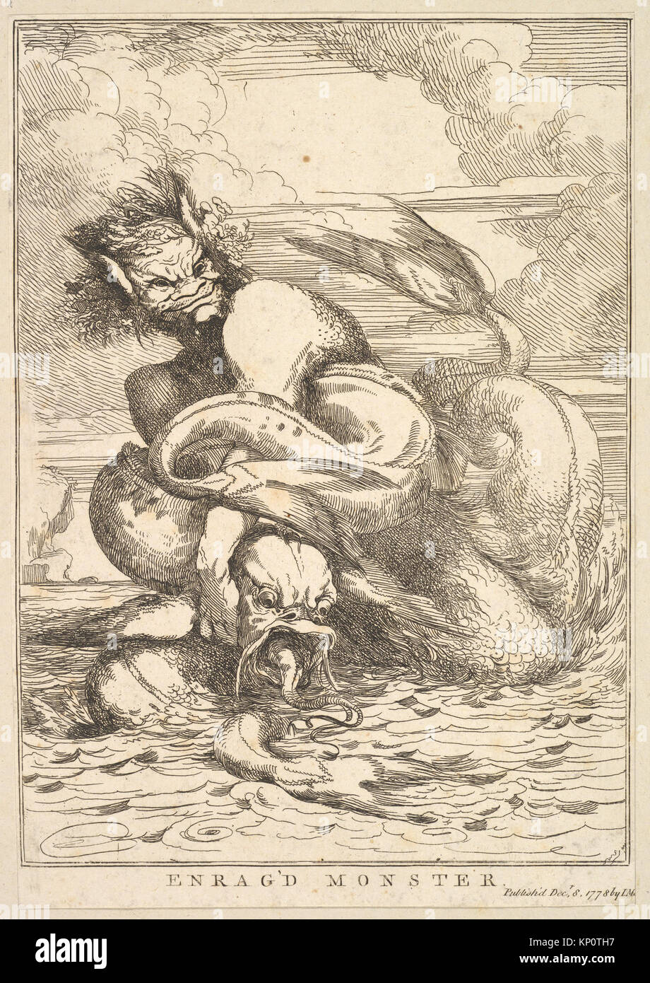 An etching titled 'Enrag'd Monster' from a series dedicated to Sir ...