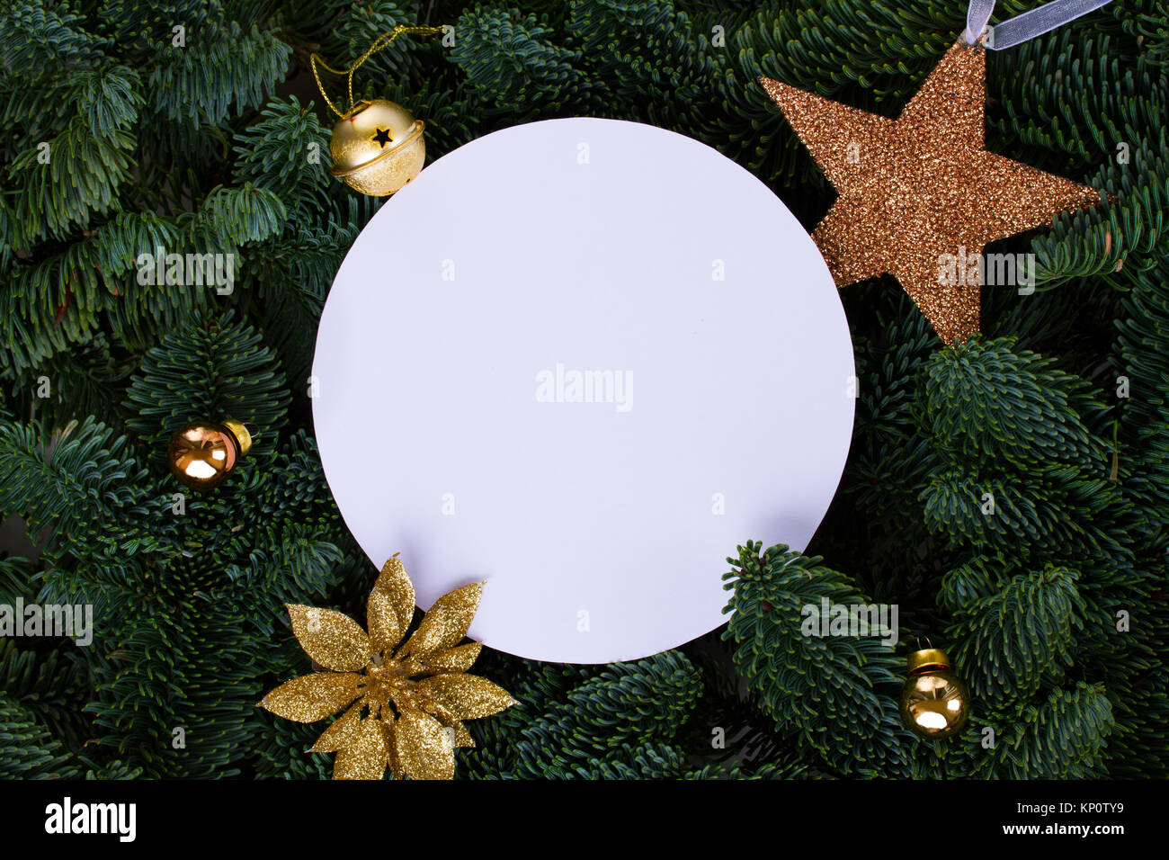 Christmas background with evergreen tree Stock Photo - Alamy