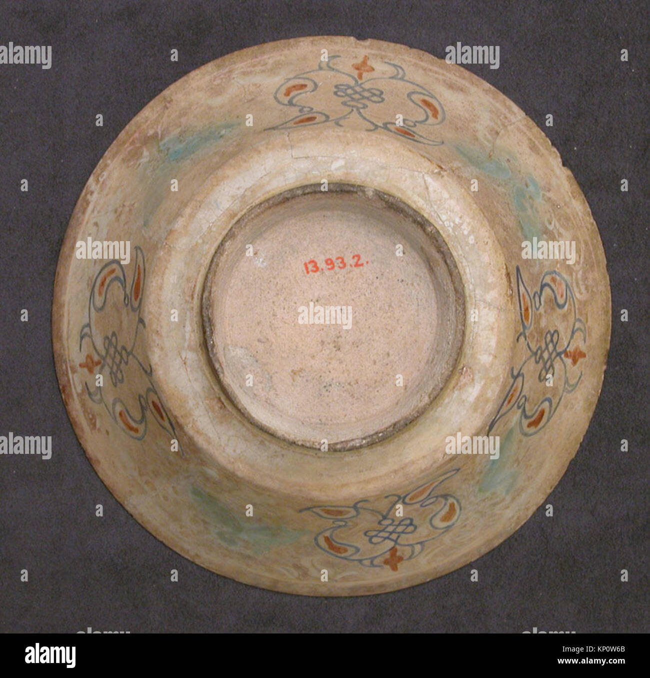 Ancient ceramic bowl fragment displaying shape, surface detail, and ...