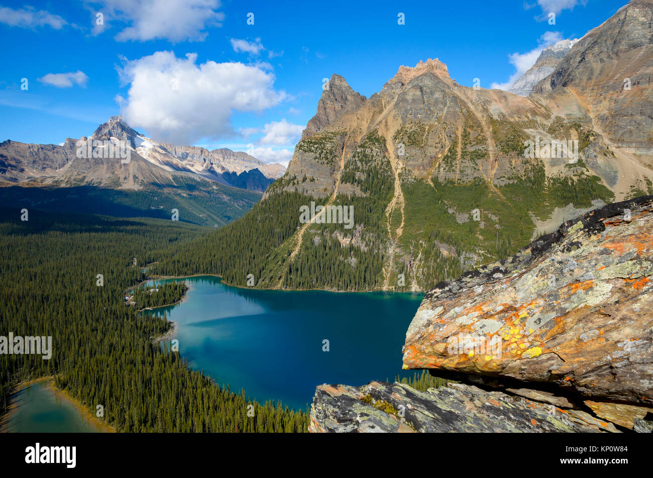 Overlooking Lake O'Hara and Mary Lake, from the Opabin Plateau, , Yoho ...