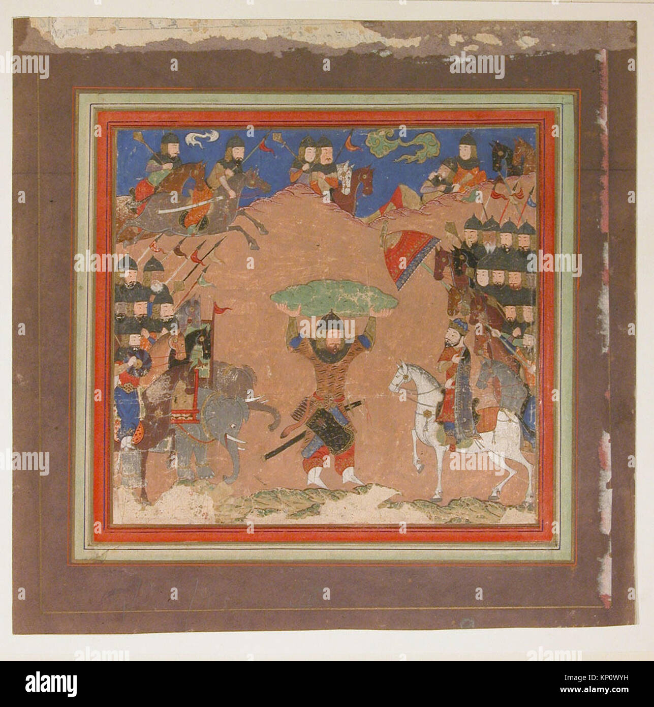Rustam Carrying the King of Mazandaran to Kai Kavus , Folio from a ...