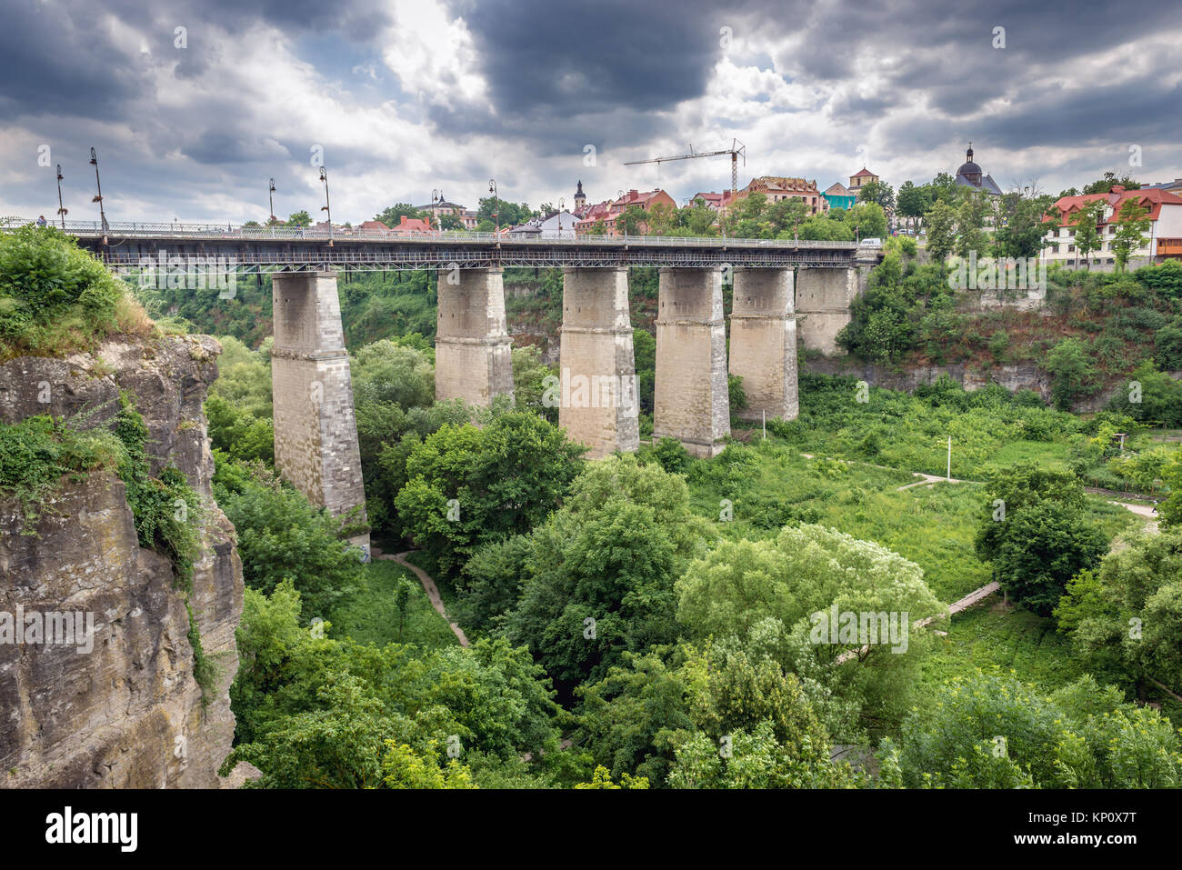 Novoplanivskyi Bridge over Smotrych River in Kamianets-Podilskyi city ...