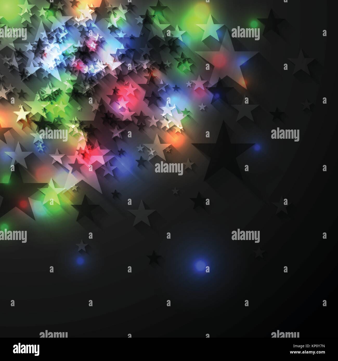 Colorful glowing luminous stars on dark background. Vector design Stock ...