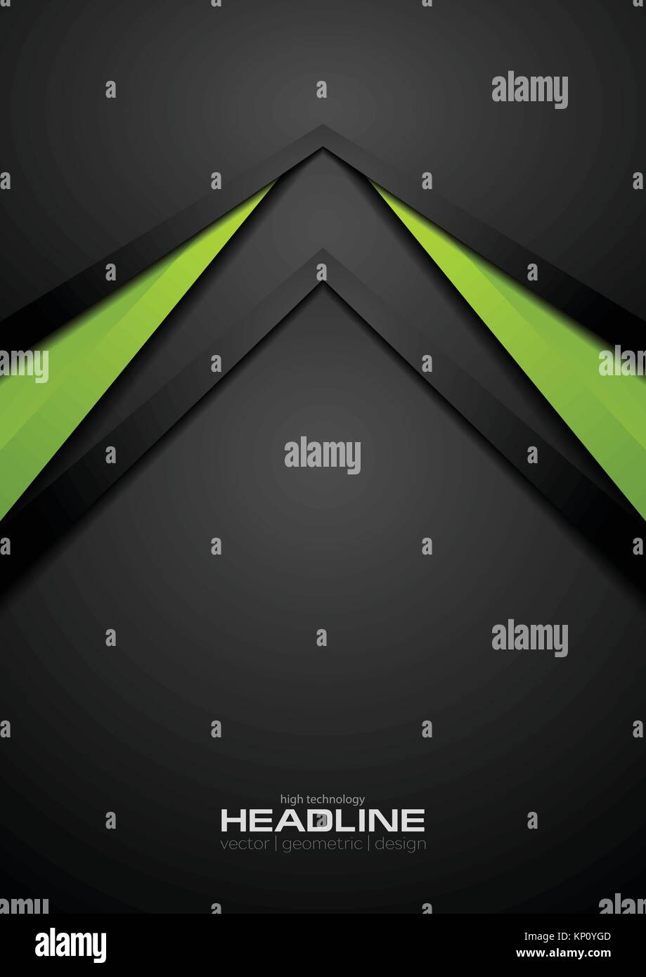 Green and black contrast tech arrows background. Vector corporate ...