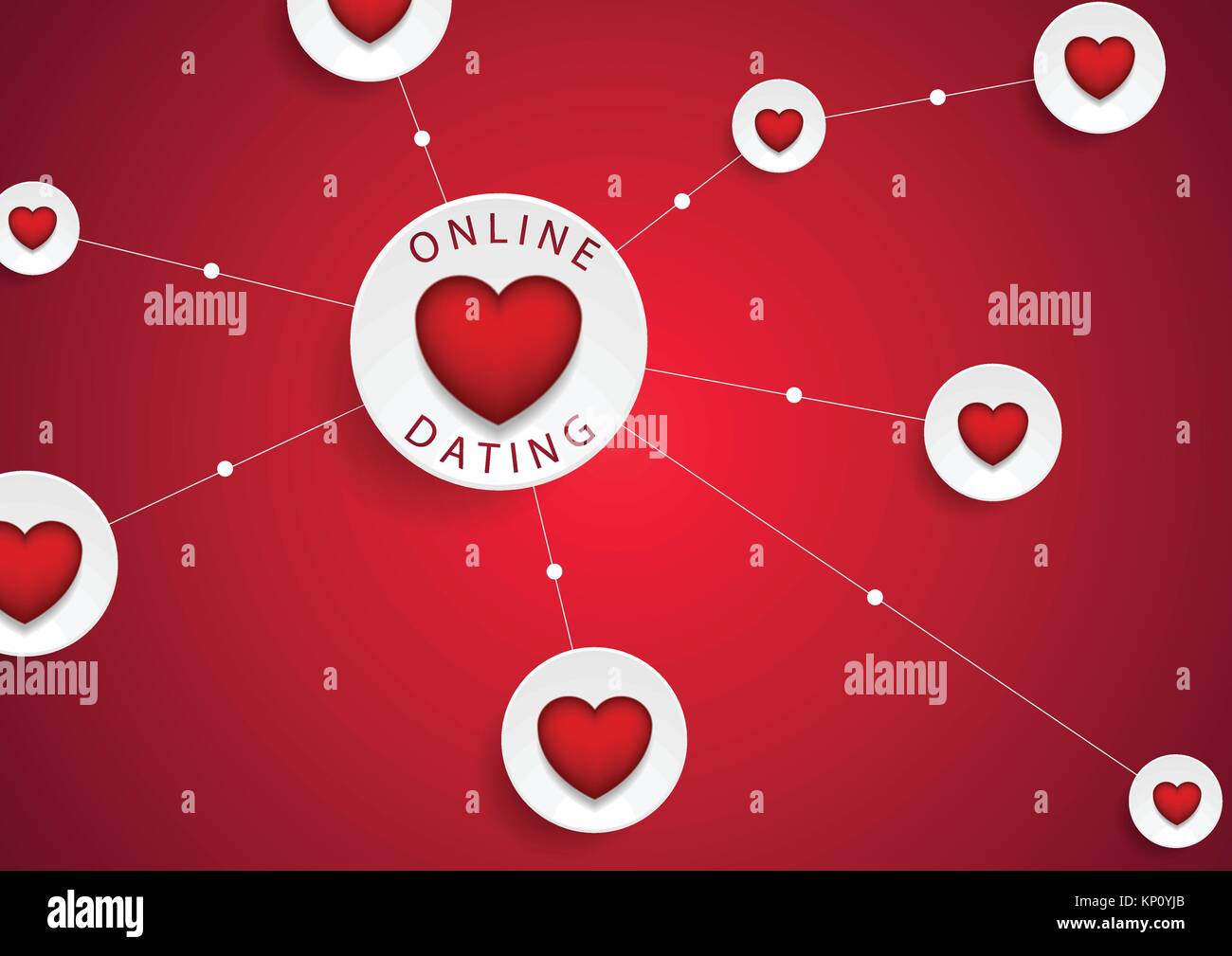 Online dating communication with red hearts vector background Stock ...