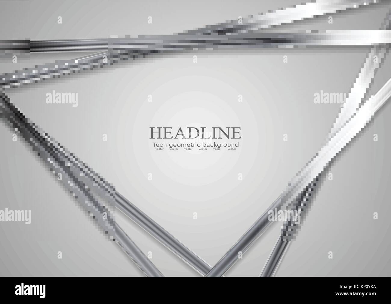 Tech metallic abstract triangles background. Silver metal stripes on ...