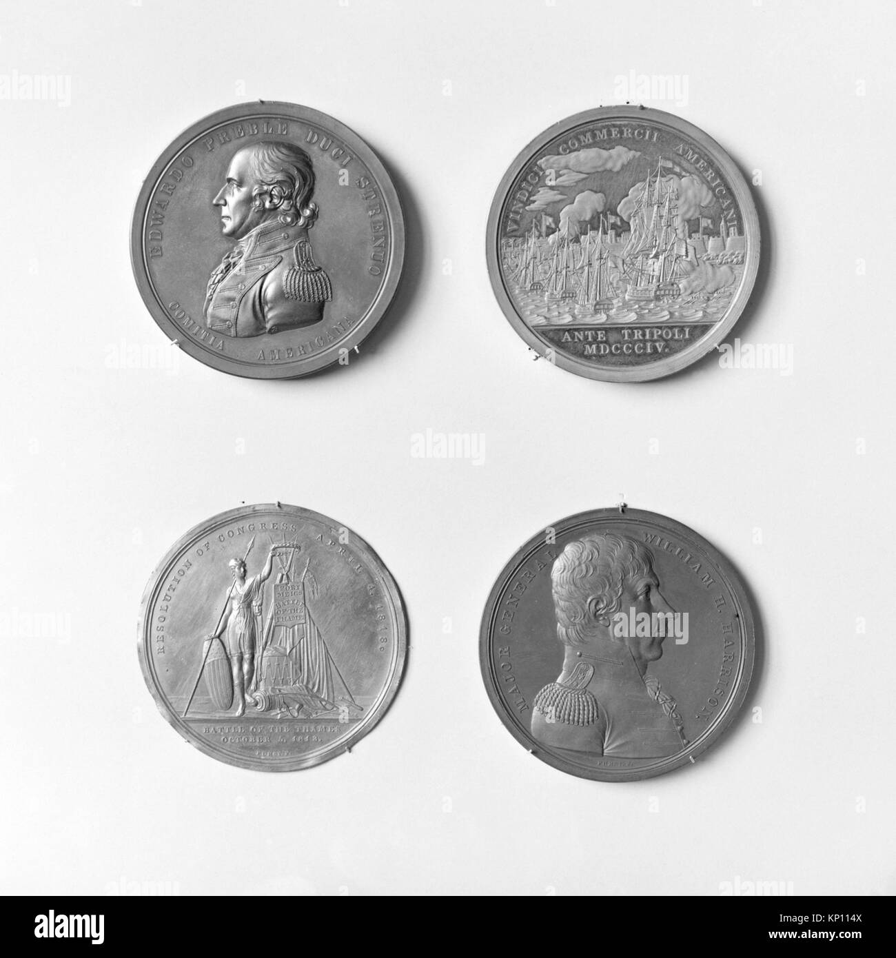Bronze medal depicting Commodore Edward Preble (1761–1807) and the ...