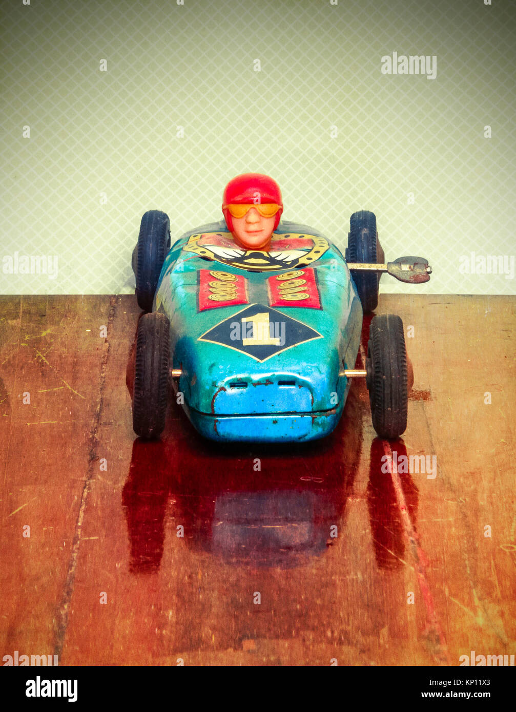 Vintage tin toy racing car hi-res stock photography and images - Alamy