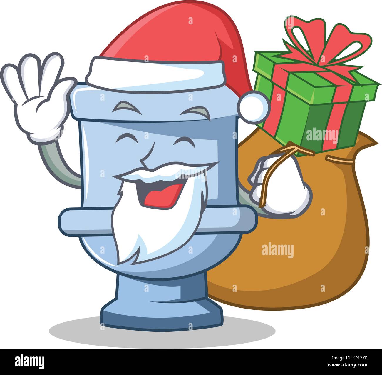 Santa with gift toilet character cartoon style Stock Vector Image & Art ...