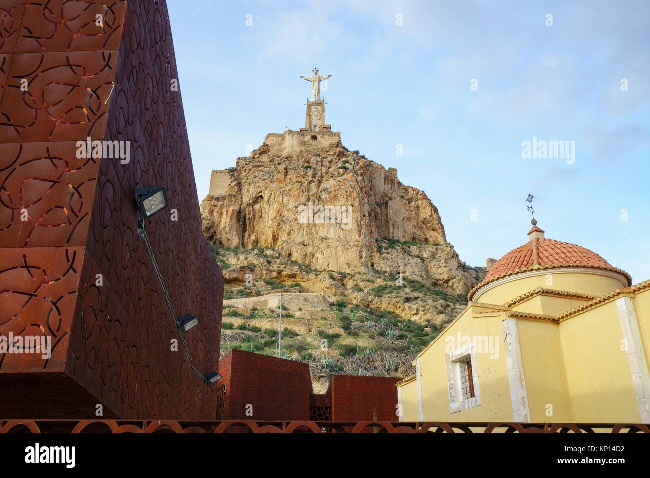 Entrance to the Islamic castle of Monteagudo and the Christ of the ...
