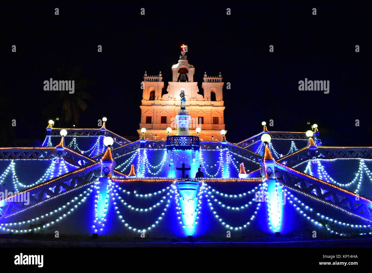 Our Lady of the Immaculate Conception Church, Goa, India, illuminated ...