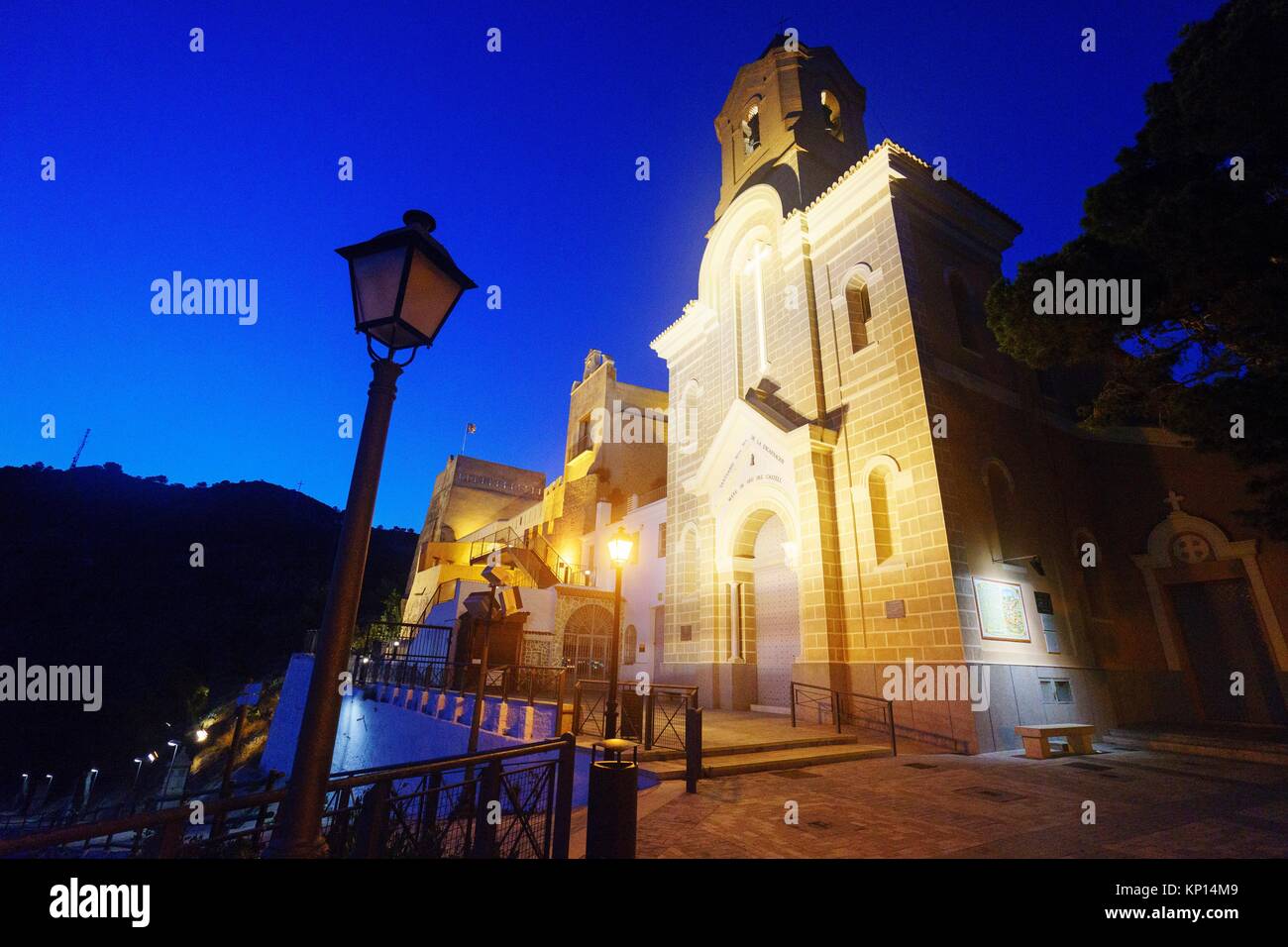 Facade of the Monastery and castle of Cullera, Valencia, , Spain Stock ...