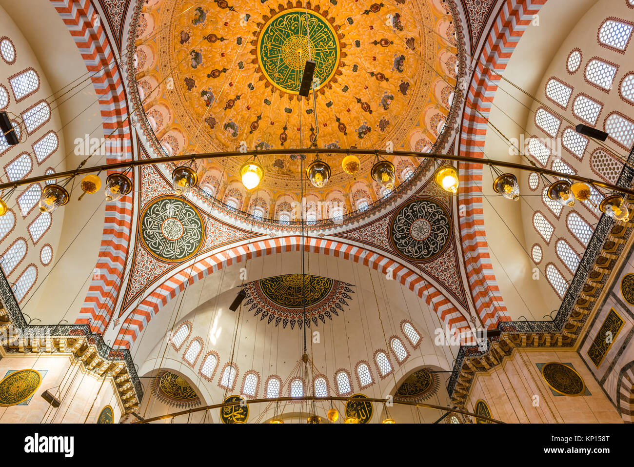 Interior decoration and artworks of Suleymaniye mosque.Walls,Ceiling ...
