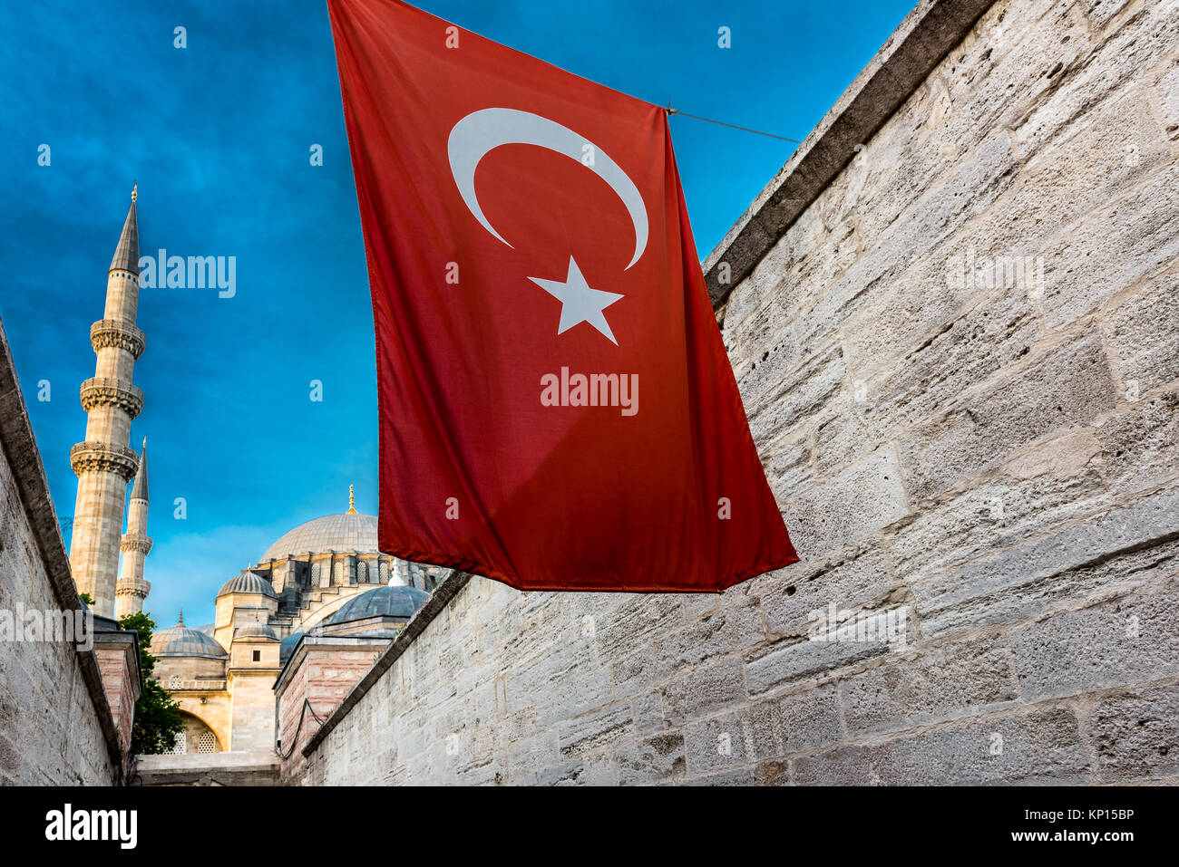Exterior view of Suleymaniye mosque,decorated with Islamic elements and ...