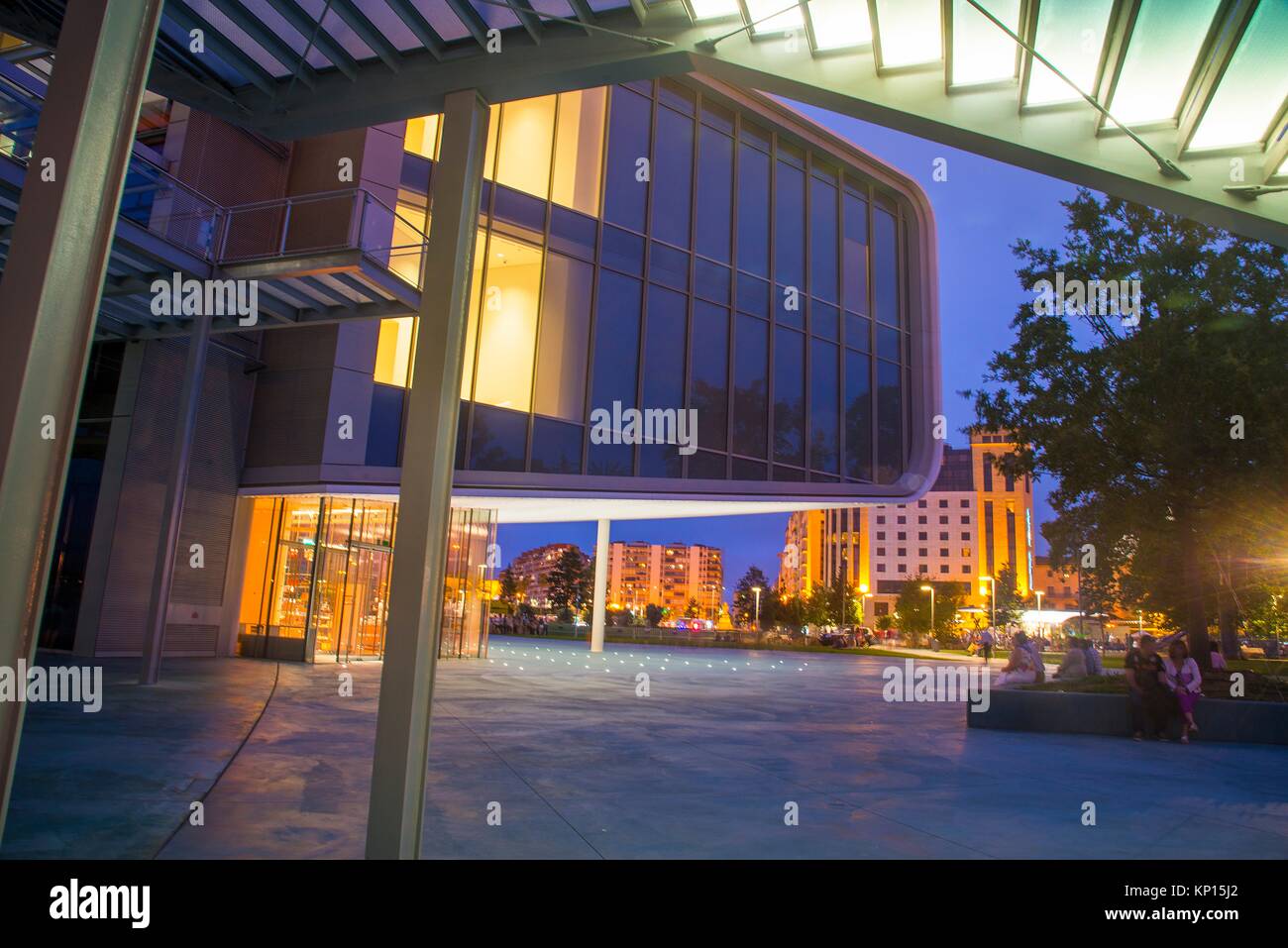 Botin Center, night view. Pereda Gardens, Santander, Spain Stock Photo ...