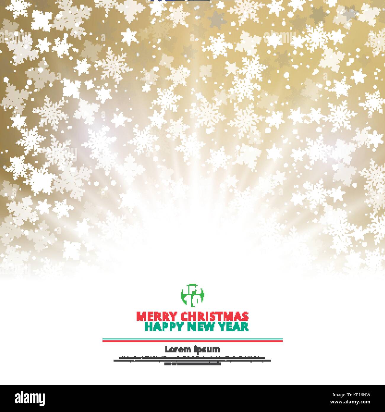 Winter gold background christmas made of snowflakes and snow with ...