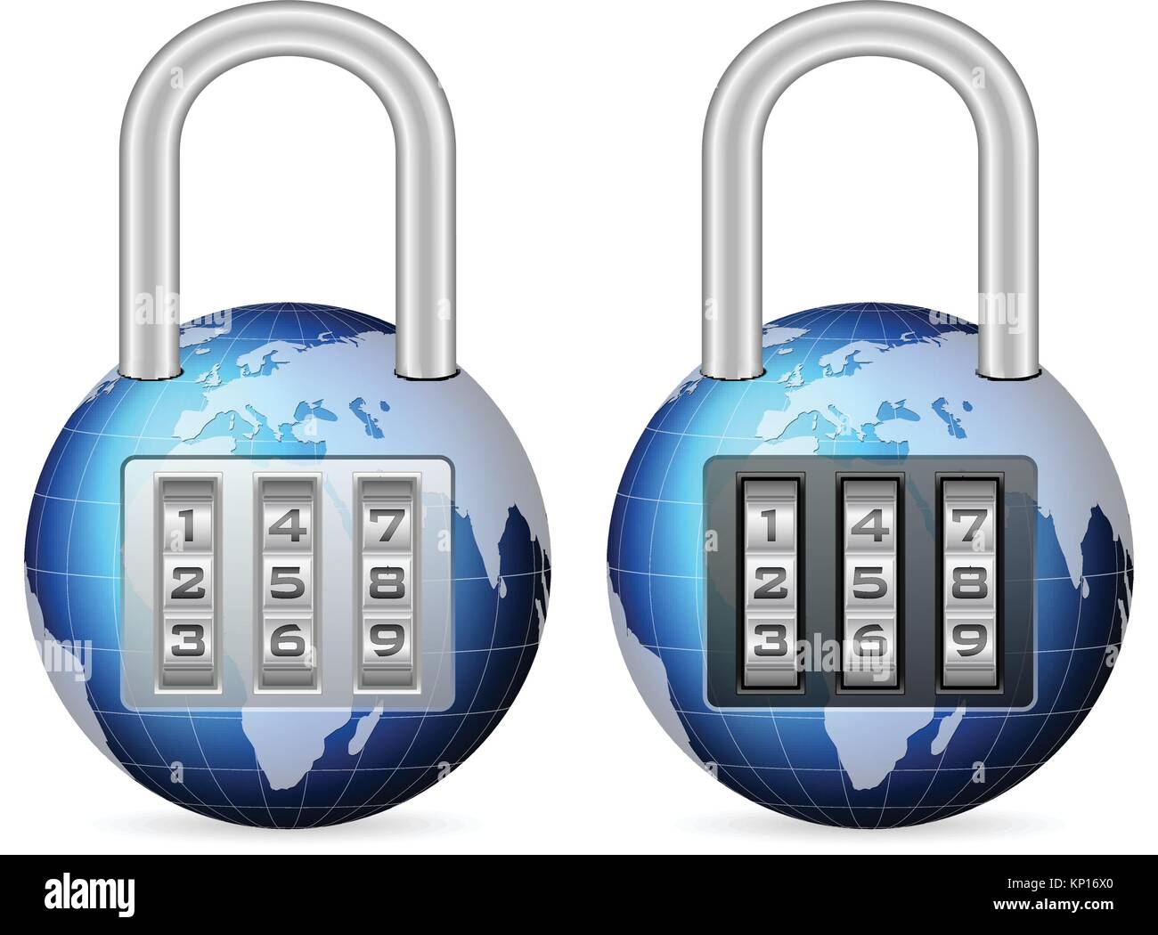 World globe code padlock on a white background Stock Vector Image & Art ...