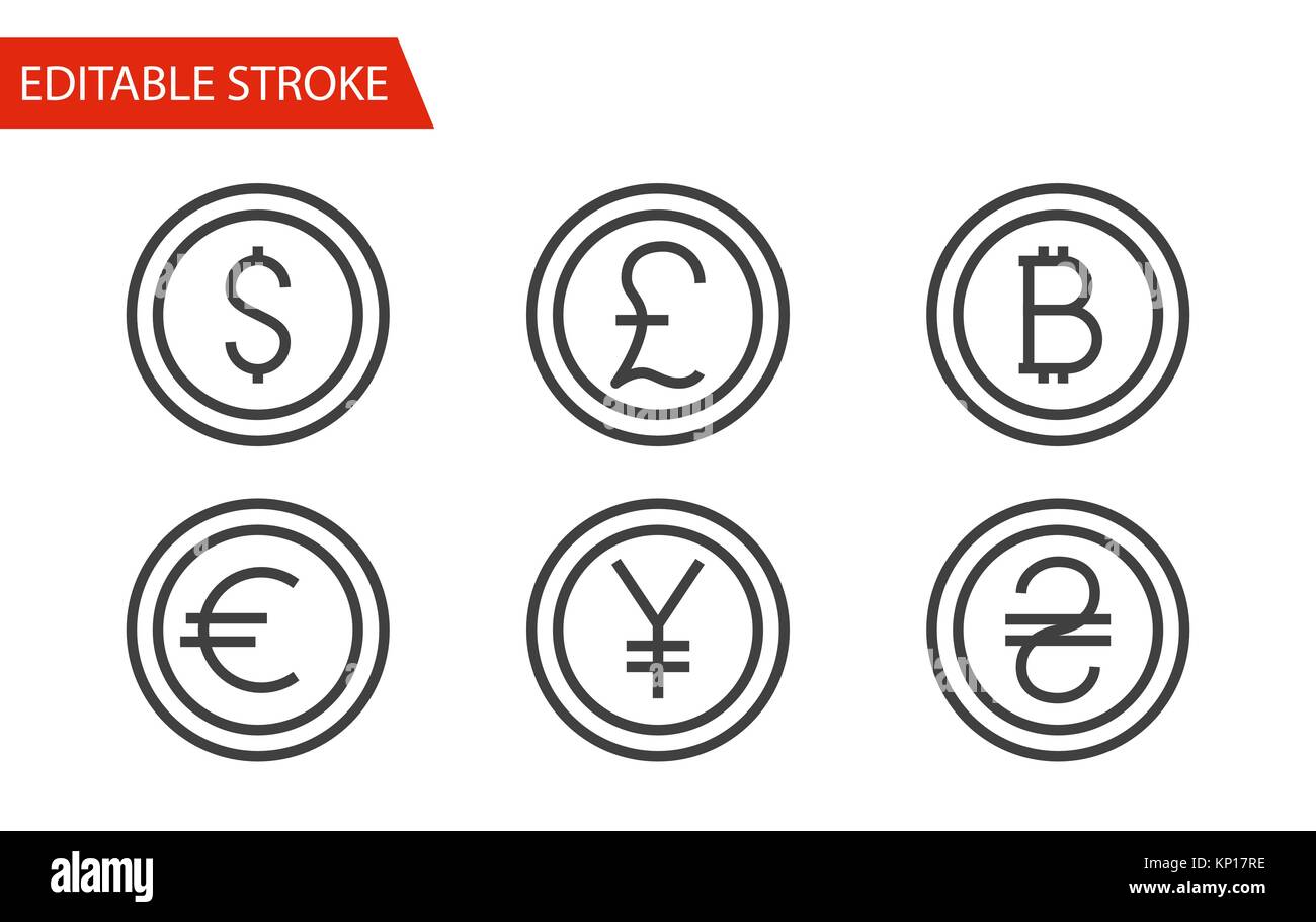 Money Sign Icons Set. Thin Line Vector Illustration Stock Vector Image ...