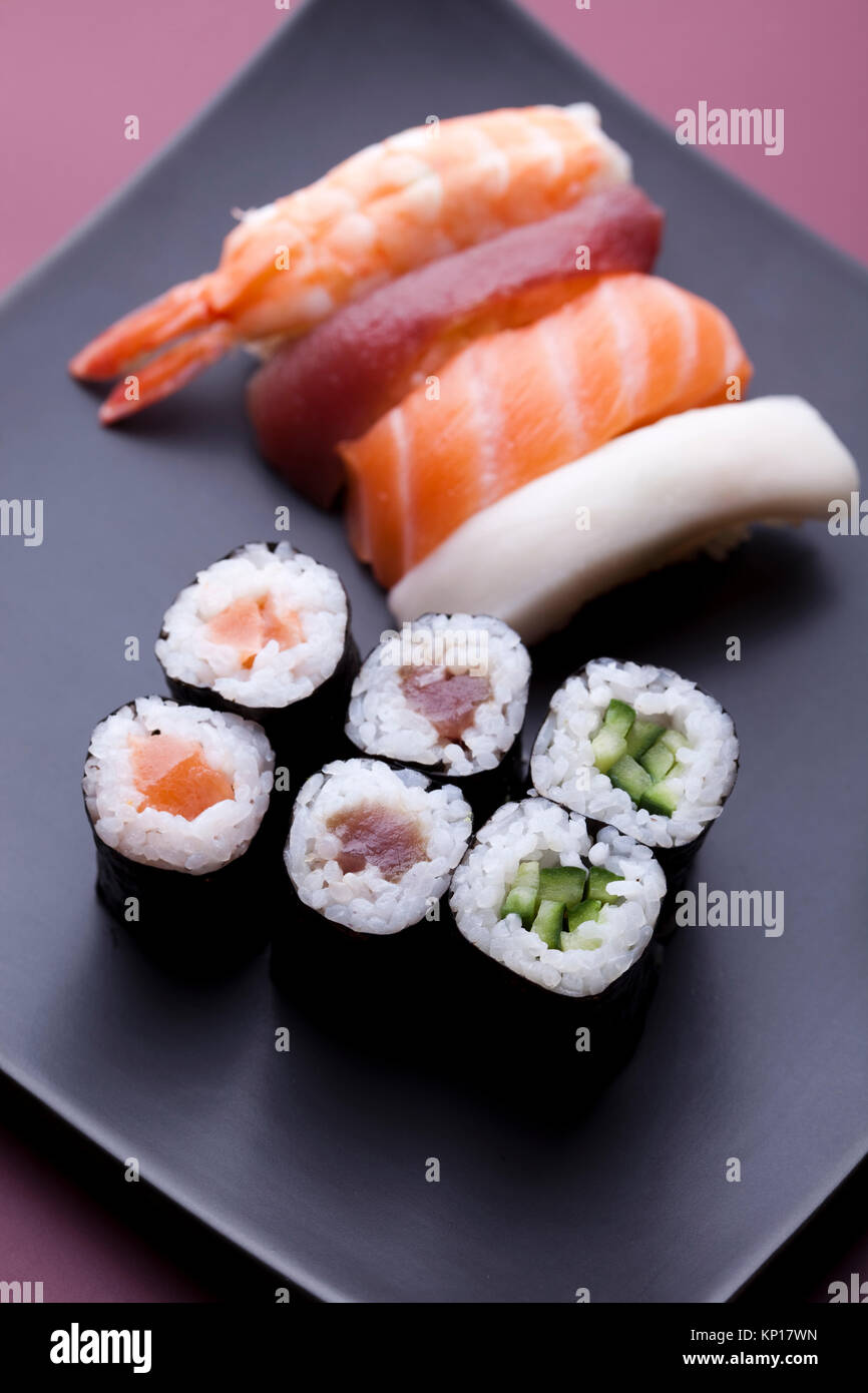 Set of sushi, oriental cuisine colorful theme Stock Photo - Alamy