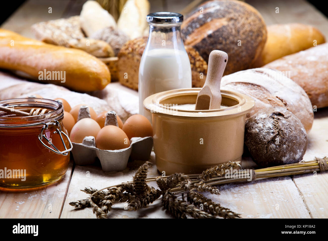 Traditional rural food with bread Stock Photo - Alamy