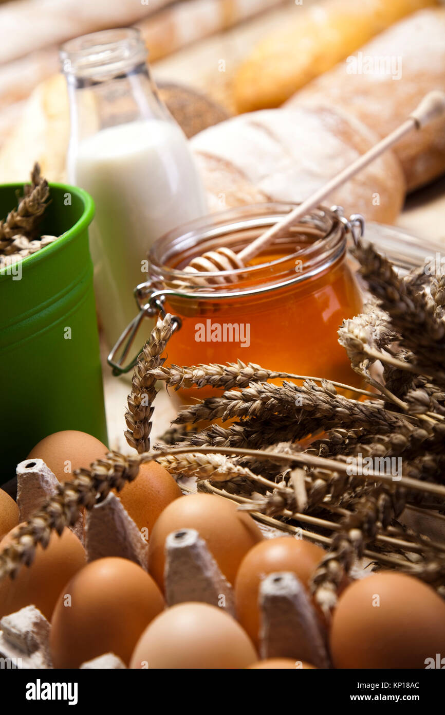 Traditional rural food with bread Stock Photo - Alamy