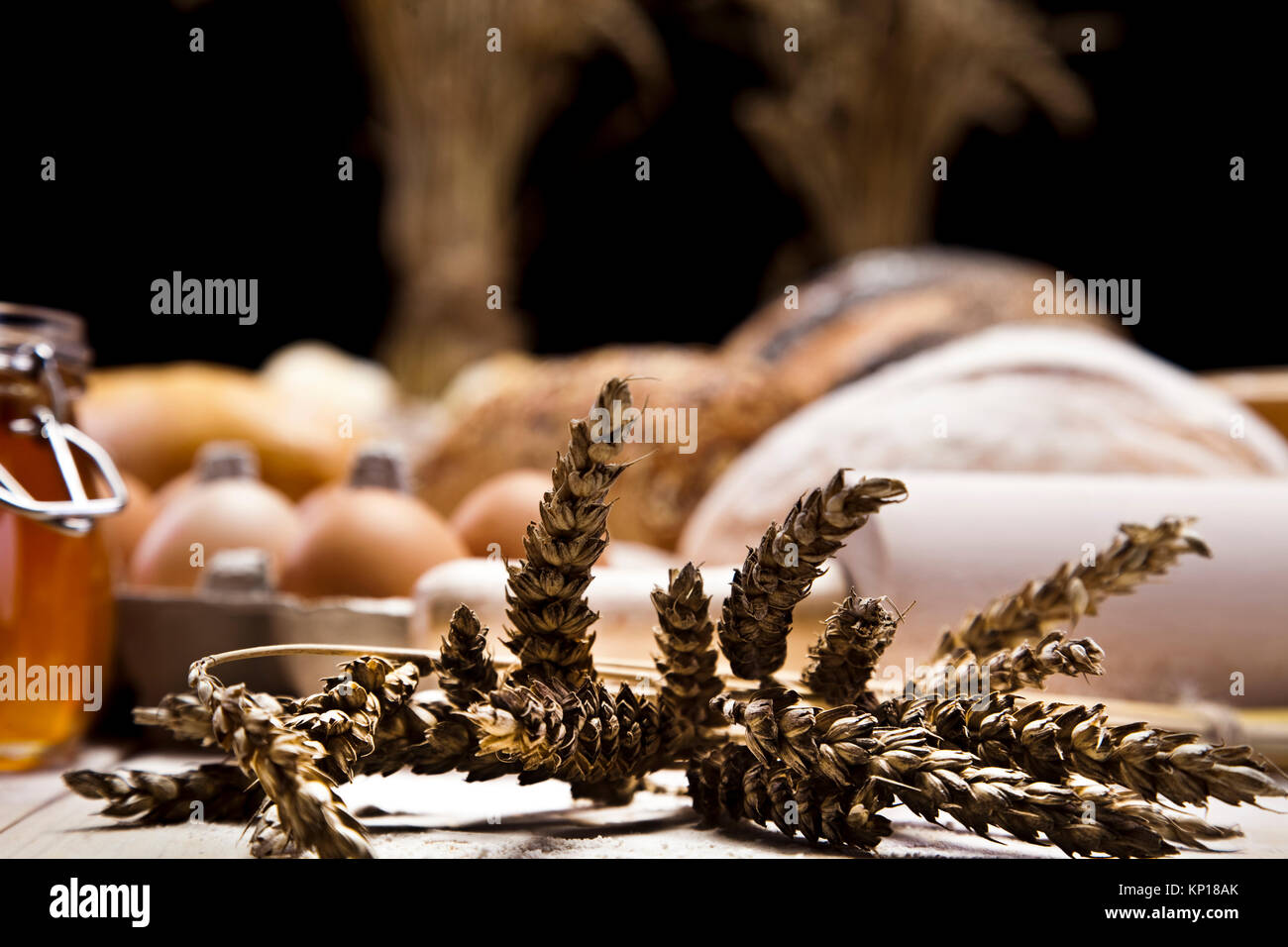 Traditional rural food with bread Stock Photo - Alamy