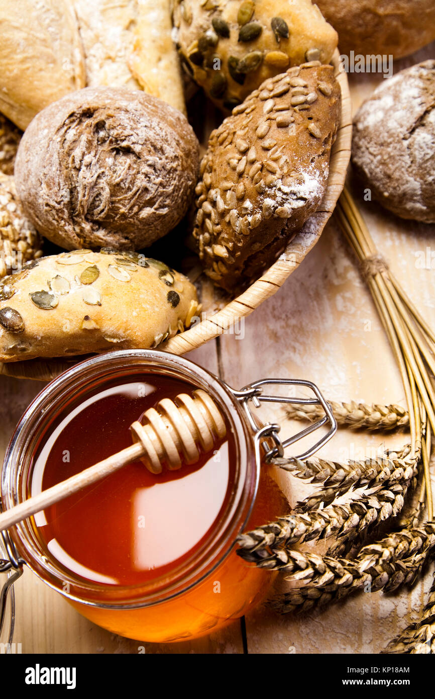 Traditional rural food with bread Stock Photo - Alamy